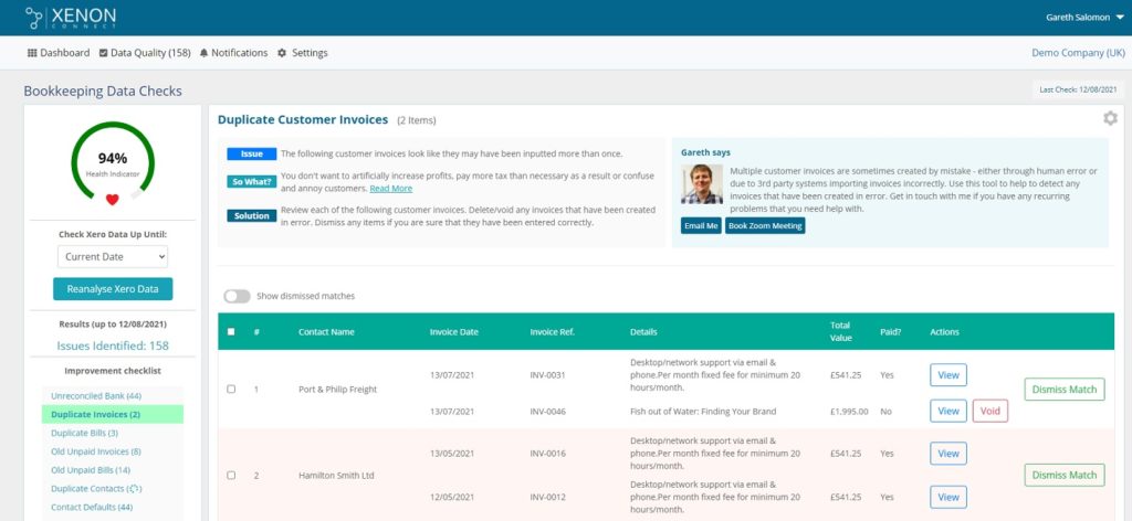 Duplicate Invoices - Xenon Connect