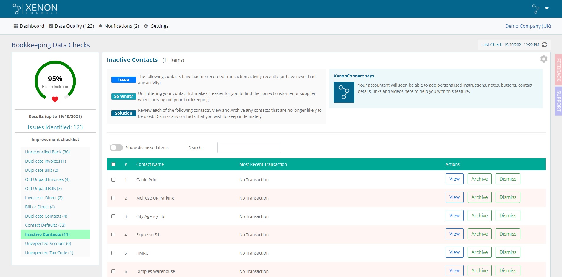 Inactive Contacts - Xenon Connect