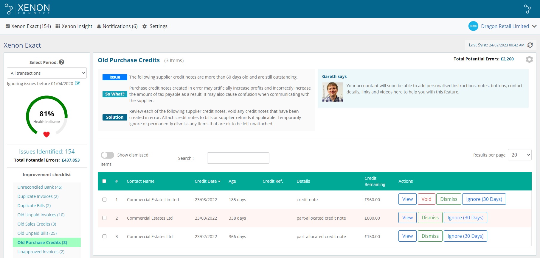 Old Purchase Credits - Xenon Connect